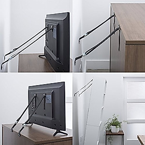 The Baby Lodge TV and Furniture Anti Tip Straps - Safety Furniture Wall Anchors for Baby Proofing Flat Screen TV, Dresser, Bookcase, Cabinets, and More - All Metal, No Plastic Parts (2 Pack, Black)