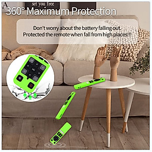 [2 Pack] WQNIDE Case for TCL RC802V FMR1 FNR1 Smart Voice Remote Control, Silicone Protective Cover Shockproof Anti Slip Anti-Lost Glowing(Glowgreen and Glowblue)