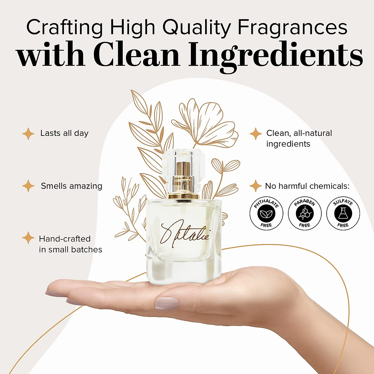 Natalie Fragrance Eau De Parfum - 50 ml I Fresh, Floral Perfume with Freesia, Neroli, Bigarde Zest, Rose Oil, Vanilla & Gardenia, Hand Crafted, 18% Oil Concentration, Long Lasting Perfumes for Women