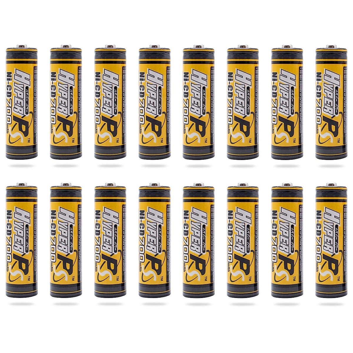 HyperPS 1.2V AA 700mAh Ni-Cd NiCd Rechargeab​le Battery for NiCd Solar Panel Light Lamp, RC Toy (16)