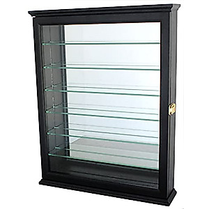 DisplayGifts Shot Glass Display Case Wall & Standing Curio Cabinet Shelf Unit Small Curio Cabinet (Black Finish)