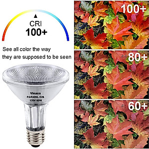 Vinaco PAR30 Long Neck Halogen 60W 120V, Long Lasting 6 Pack PAR30L Flood Light Bulb, PAR30 Dimmable, High Output 1000LM with PAR30 E26 Warm White 2800K Indoor Outdoor PAR30LN