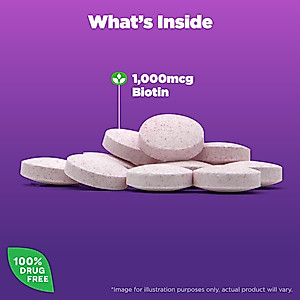 Natrol Beauty Biotin 1000mcg, Dietary Supplement for Healthy Hair, Skin, Nails and Energy Metabolism, 100 Tablets, 100 Day Supply