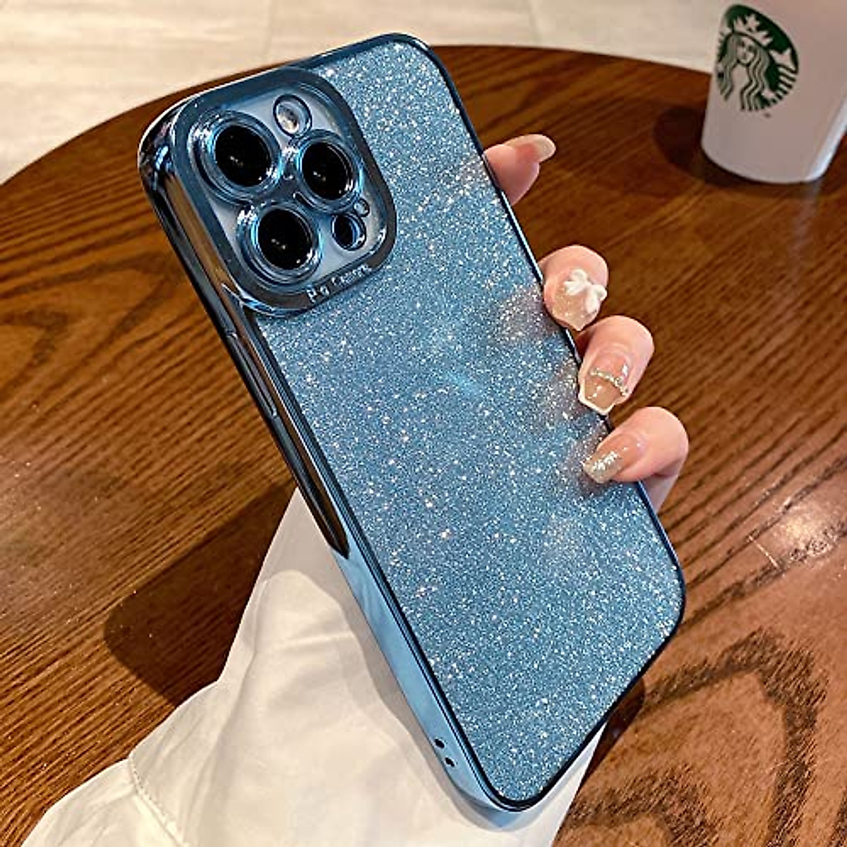 Fycyko Compatible with iPhone 12 Mini Case Glitter Luxury Cute Clear Flexible Plating Cover Camera Protection Shockproof Phone Case for Women Girl Men Design for iPhone 12 Mini Cover 5.4'' Blue