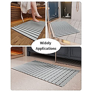 Shower-Mat Non Slip, PADOOR Heavy Duty Bathtub-Mat Curlable Quick Drain Sturdy Bath Tub Mat Without Suction Cups for Indoor Outdoor Use 17x26 Inch Grey