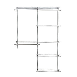 Rubbermaid Configurations Deluxe Closet Kit, Titanium, 4-8 Ft., Wire Shelving Kit with Expandable Shelving and Telescoping Rods, Custom Closet Organization  System, Easy Installation