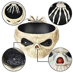 ITART Animated Halloween Candy Bowl Dish with Hand Spooky Decoration Props LED Eyes & Sound for Holloween Decor Treat or Trick Party Bar Table Decor