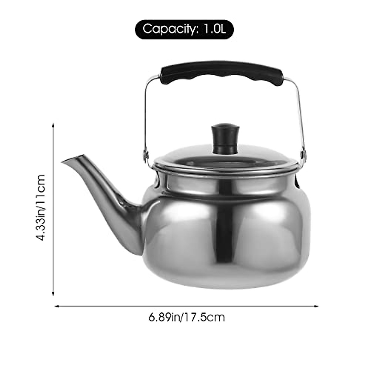 Lurrose Whistling Tea Kettle 1QT Stainless Steel Teakettle with Cool Grip Handle Whistling Teapot for Stovetop
