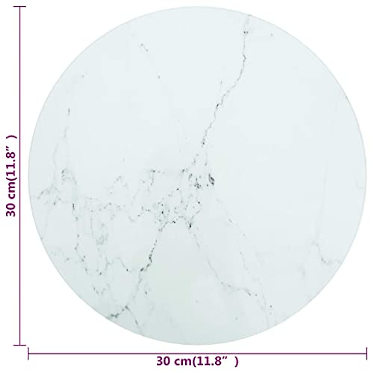 ULUYYUC Table Top,Living Room Tables Kitchen Table Dining Table Suitable Suitable for Kitchen Room,Dining Room,Living Room White Ø 11.8"x0.3" Tempered Glass with Marble Design