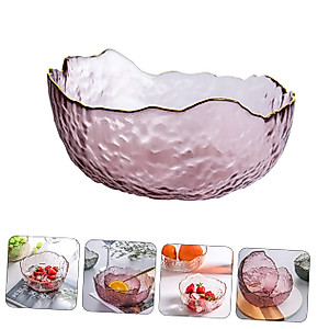 PRETYZOOM 1pc Salad Bowl Clear Container Candy Dishes Decorative Candy Bowls Decorative Pasta Bowls Glass Salad Bowl Glass Prep Bowl Fruit Bowl Mixing Bowl Noodle Bowl Purple Ramen Bowl Mini