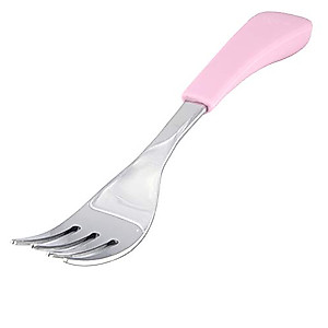 Avanchy Baby Spoons, Forks Stainless Steel and Silicone Set, Self Feeding Food Utensils, 4 Months Baby Led Weaning