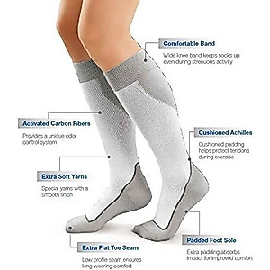 JOBST Unisex Sport Knee High 15-20 mmHg Compression Socks, 1pcs, Black/Cool Black, Medium