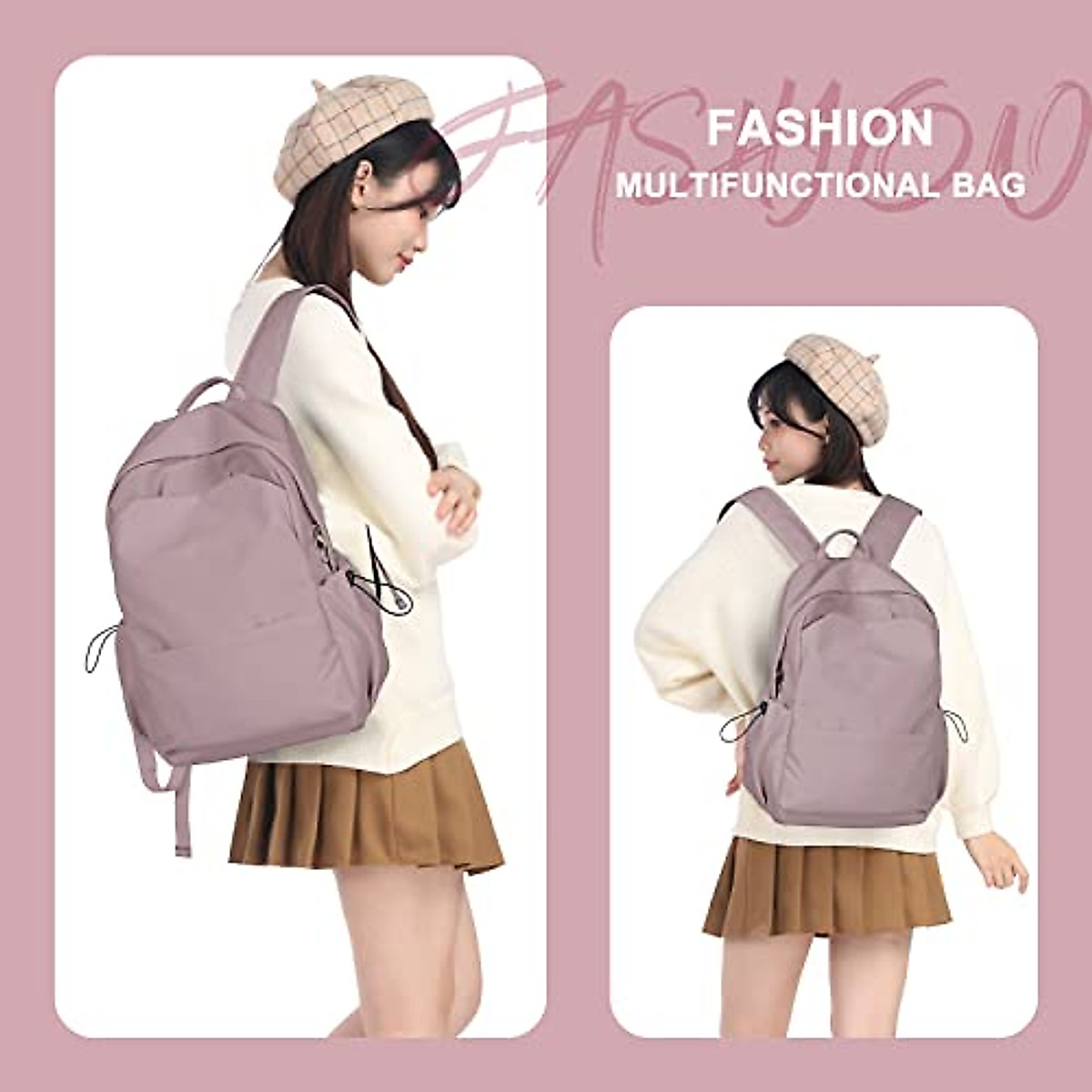 coofay Carry on Backpack For Women Men Waterproof College Gym Backpack Lightweight Small Travel Backpack Rucksack Casual Daypack Laptop Backpacks Hiking Backpack Purple