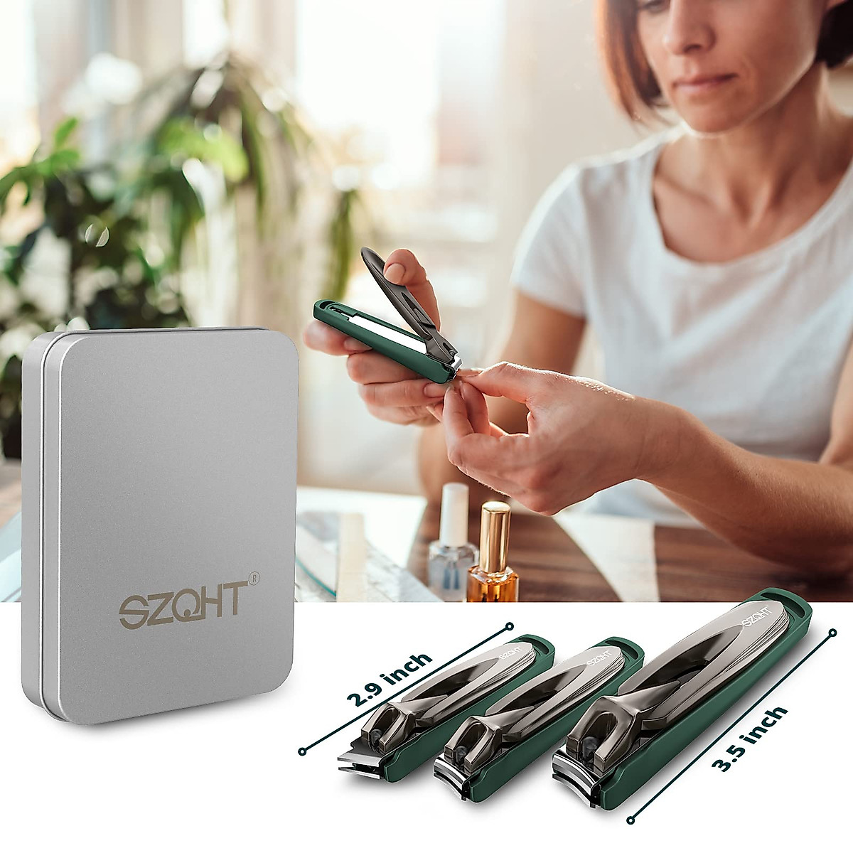 Nail Clippers Set-3 Pack,Fingernail Clippers& Toenail Clipper for Men,Wowen,Nail Clippers with catcher,Nail Cutter for Thick Toe Nails,Stainless Steel Ultra Sharp Sturdy