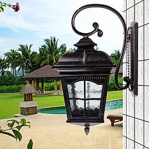 Zziyj Aluminum Waterproof Glass Cross E27 Waterproof Wheel Mall Hotel Home Garden Exterior Wall Light Lantern Rainproof Retro Victoria Classic Wall Lamp Balcony Terrace Wall Sconce