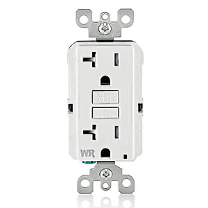 Leviton GFWT2-W Self-test SmartlockPro Slim GFCI Weather-Resistant and Tamper-Resistant Receptacle with LED Indicator, 20-Amp, White