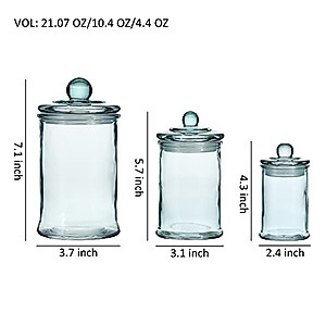 Motifeur Glass Apothecary Jar | Bathroom Storage Organizer Canister (Set of 3, Blue)