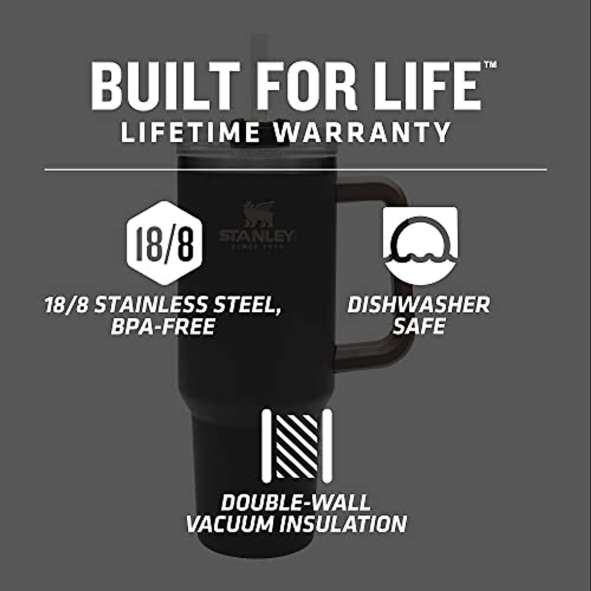 Stanley Adventure Quencher Travel Tumbler | 40 OZ (Coal)