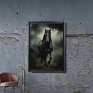 Majestic Black Stallion Galloping In The Clouds, Black Horse On Salt Flats, Canvas Print, Black Horse Print, Black Horse Wall Art, Canvas Prints, Art Print