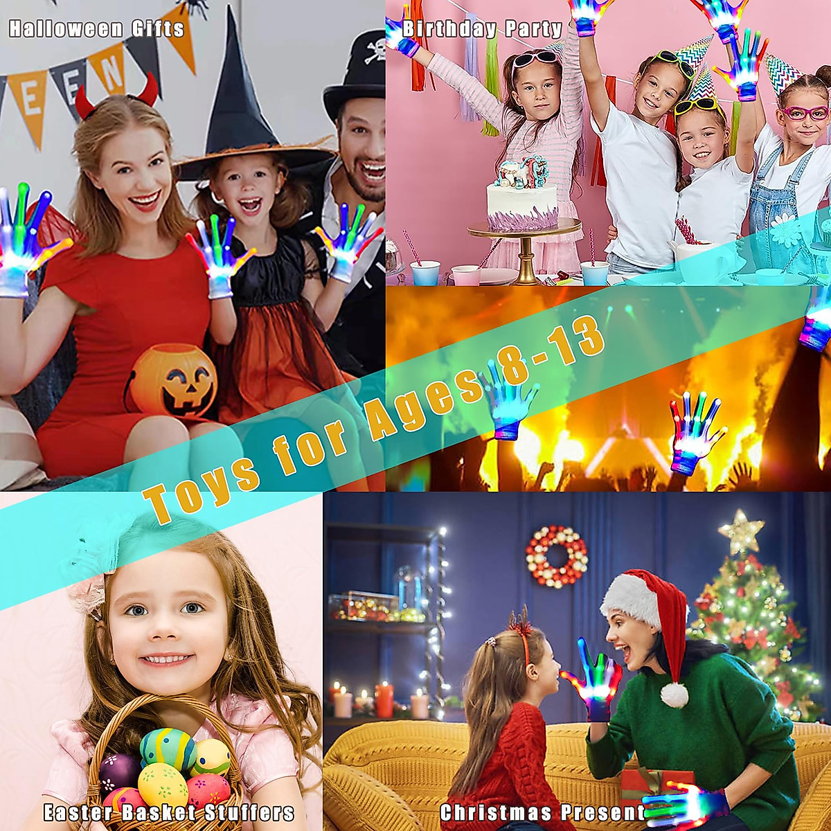 VICAITOYS Toys for Ages 8-13 LED Gloves Toys for Boys Age 8-10 Light Up Gloves, Light Up Gloves for Kids Birthday Easter Gift Cool Fun Toys for 8-13 Year Old