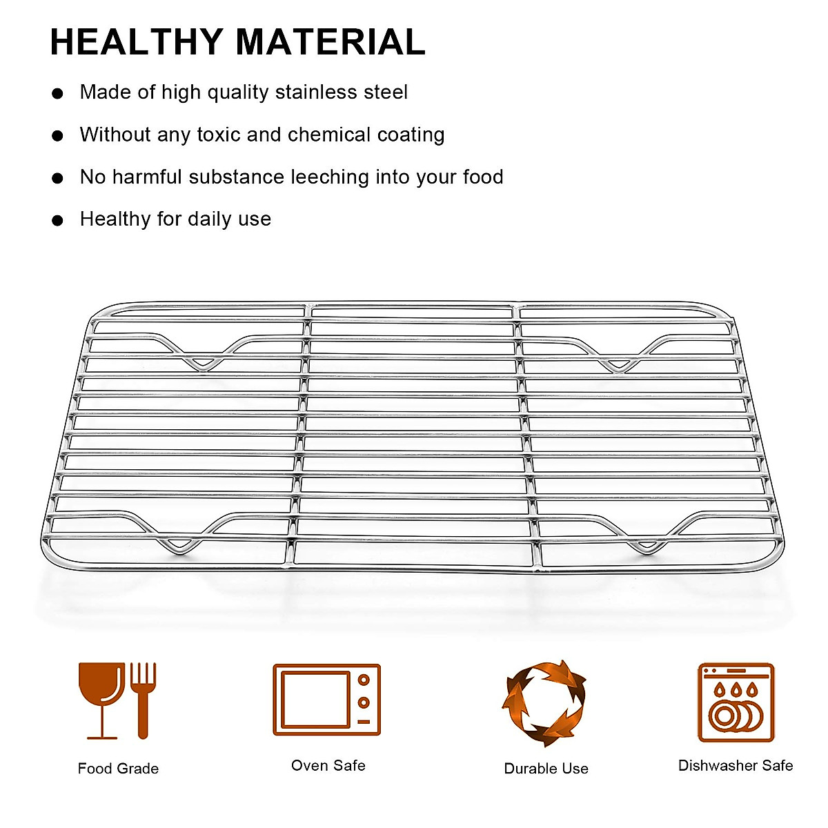 E-far Small Baking Rack Set of 2, Stainless Steel Metal Roasting Cooking Racks, Size – 8.6"x6.2", Non Toxic & Rust Free, Fit for Small Toaster Oven, Dishwasher Safe