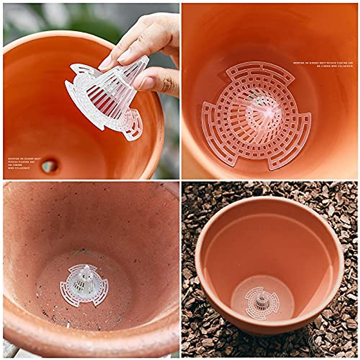 æ— 36Pcs Plastic Flower Pot Hole Mesh Pad, 2/3/4 inch Cone Shaped Plant Pot Bottom Grid Mat Plant Drainage Hole Screens for Prevent Soil Loss