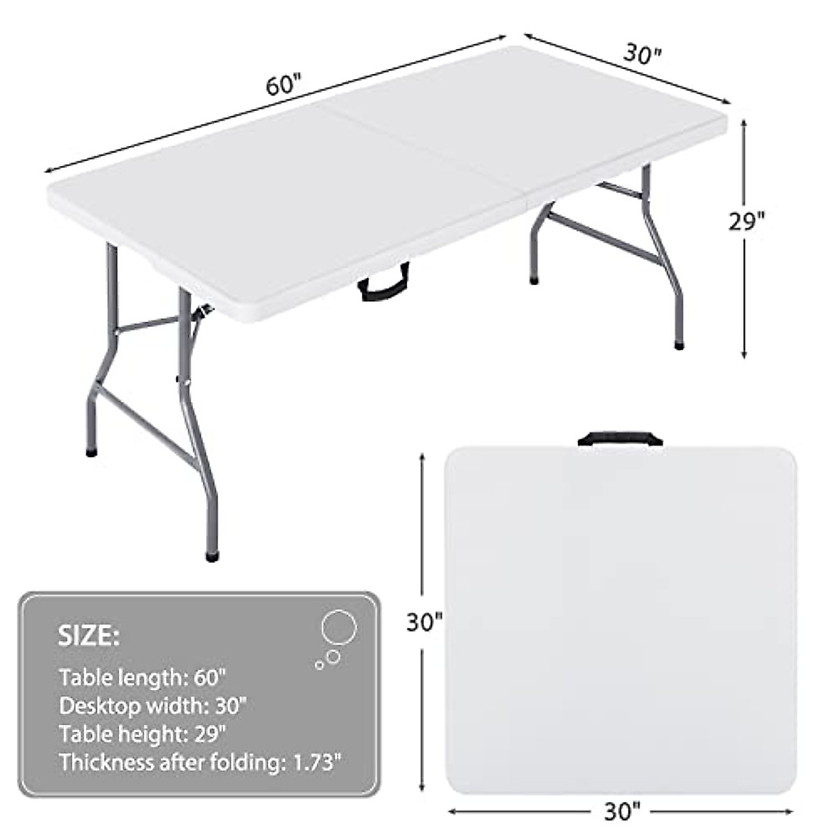 ABCCANOPY 60x 30 Inches Plastic Folding Picnic Table