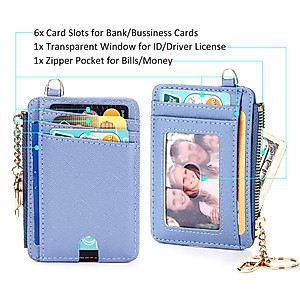 KUKOO Slim Minimalist RFID Credit Card Holder Front Pocket Wallet for Women Coin Purse with Keychain Gift Box
