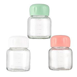 Hovico 3Pack 10oz Glass Jar with Screw Lid Leakproof Overnight Oats Container,with Measurement Marks Portable Mason Jars,for Cereals Milk Fruit Condiment Dressing Sauce Snacks Juice