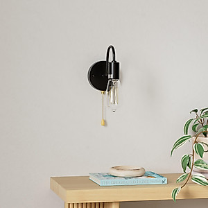 Spiglamm Black Wall Sconces with On/Off Switch,Industrial Metal Wall Lamps for Bedrooms Set of 2, Pull Chain Wall Mount Light for Bedroom Living Room Hallway