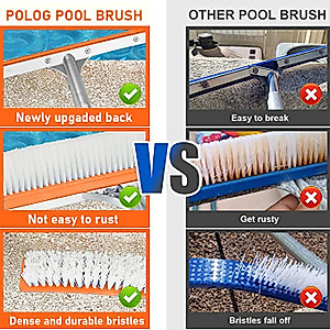 Sinada Pool Special 18 Inch Extra-Wide Nylon Pool Brush, Heavy Duty Vinyl Pool Brush, Aluminum Backed, Fits Standart Swmming Pool Pole Swimming Pool Wall Cleaning Brush EZ Clips