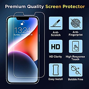 Totexil Screen Protectors for iPhone 14 Plus/13 Pro Max 6.7 inch, 3 Pack Ultra HD Screen Tempered Glass, Full Coverage, Scratch Resistant, 9H Hardness, Bubble Free, Easy Installation Tray,Case Friendly