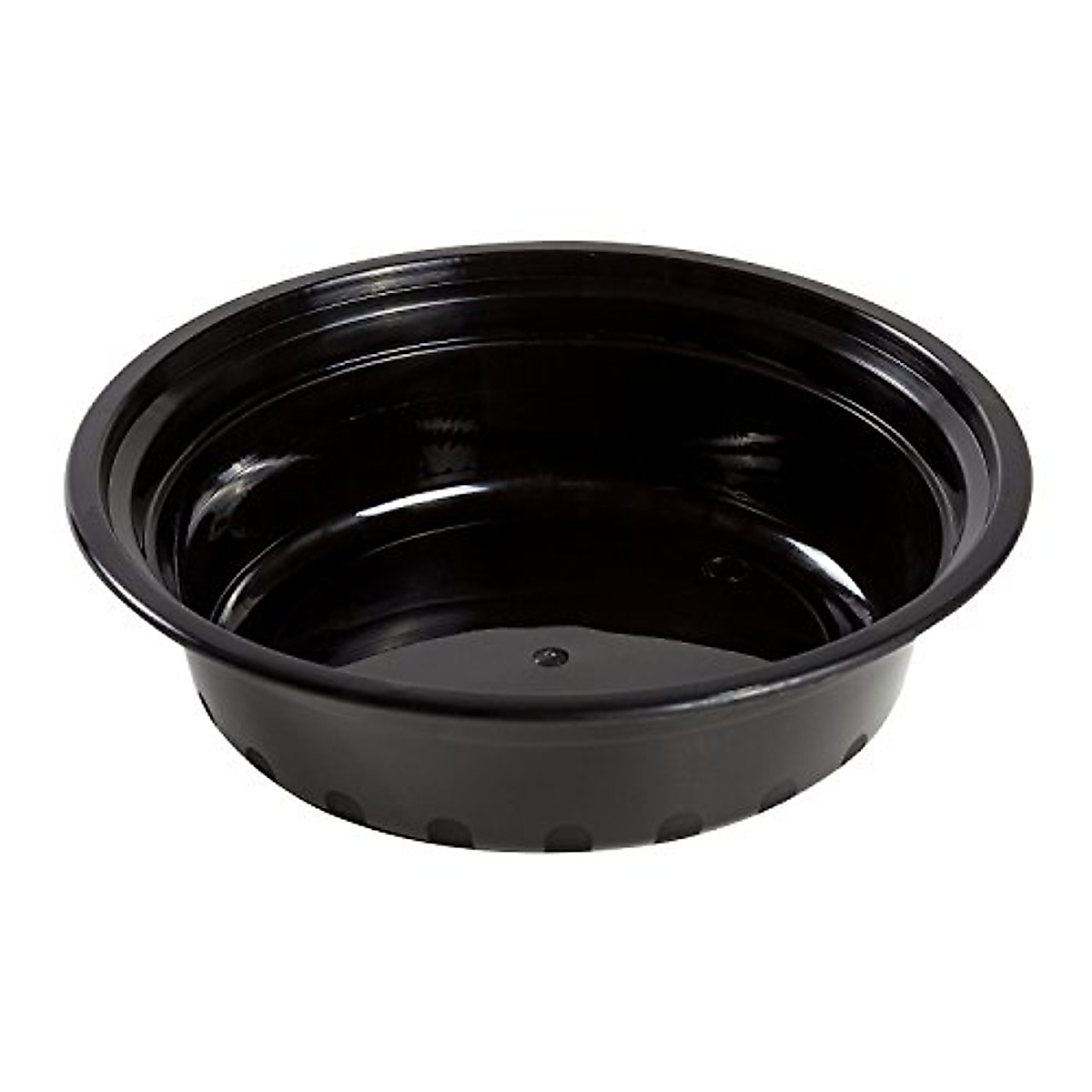 AmerCare 6 Inch Round Black Plastic Containers with Lids, 16 Ounces for Microwave or Freezer, Pack of 150