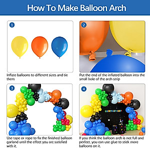 HYOWCHI A-mong Game Party Supplies Balloon Arch - 147 Pcs A-mong Theme Balloon Garland Arch Kit, Blue Green Red Yellow Orange Balloon Arch For Galaxy Alien Game Birthday Baby Shower Decorations