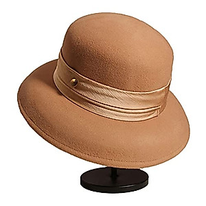 Wool Bucket Hats for Women French Vintage Lampshade Cap Ladies Autumn Winter Wide Brim Soft Fedoras Black