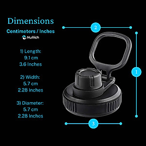 NuRich Hydraflow Wide Mouth Spout Twist Chug Nalgene Replacement Lid or Cap, Compatible with Nalgene 32 oz Wide Mouth Lid, Hydroflask & Many More Top Water Bottle Brands Sizes 12 16 18 20 32 40 64 Oz