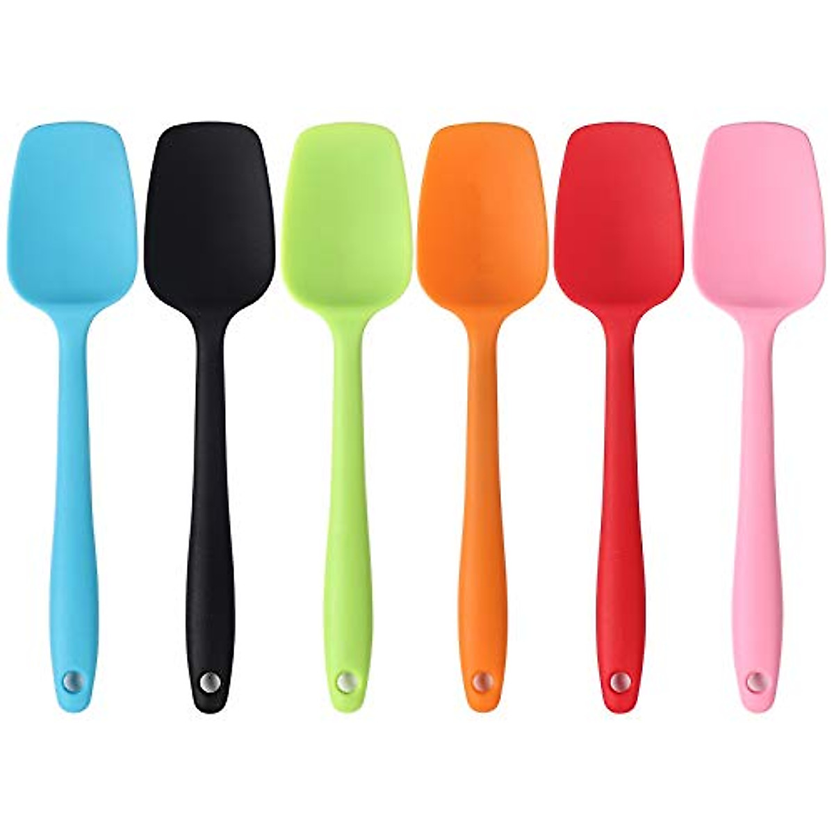 Silicone Spatulas, 8.2 inch Small Rubber Spoon Spatula Heat Resistant Seamless One Piece Design Non-Stick Spoonula Flexible Scrapers Baking Mixing Tool (6 Pcs)