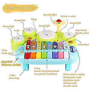 Baby Musical Toys 3 in 1 Piano Keyboard Xylophone Drum Set for 1 Year Old Girls Boys Toys Age 2 Music Instrument Learning Toys for Toddlers 1-3 Infant Baby Toys 6 9 12 18 24 Month