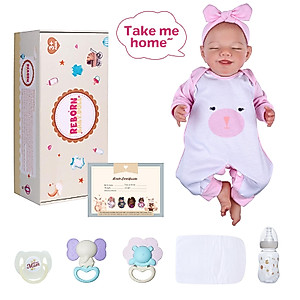 BABESIDE Lifelike Reborn Baby Dolls - 20-Inch Sweet Smile Real Life Realistic-Newborn Full Body Vinyl Sleeping Baby Girl with Toy Accessories Gift Set for Kids Age 3+