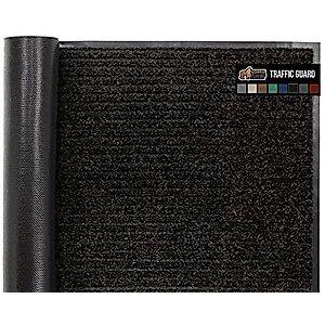 Gorilla Grip Waterproof Heavy Duty Traffic Guard Doormat, Stain and Fade Resistant Indoor Outdoor, Durable Rubber, Low Profile Door Mat, Shoe Scraper, Welcome Rug Mats for Entry, 72x48, Black