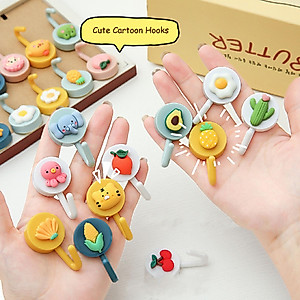 FLYSONG 28 PCS Wall Hooks for Hanging,Cute Wall Hooks Bathroom Holder Bedroom Small Hooks Kitchen Organization