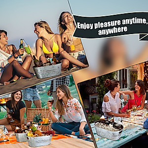 6 Pieces 4 Gallon Large Ice Buckets Beverage Tubs for Parties Galvanized Metal Drink Tin Bins for Beer Wine Champagne Cocktail Cooler for Christmas Halloween Wedding Bar (Silver,Novel)