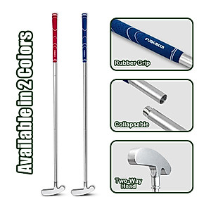 FUNGREEN Golf 2PCS/Pack Two-Way Putter Club for Right or Left Handed Golfers Foldable Alloy Rod Head Kids Adults Golf Putter - 34" Length (Red and Blue)