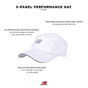 New Balance Men's and Women's 5-Panel Moisture Wicking Performance Hat, One Size, White