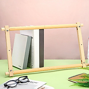 Needlepoint Embroidery Tapestry Scroll Frame Cross Stitch Frame Wooden Needlepoint Stretcher Frame Wood Needlework Frame Quilting Hoop Stand Stitching Needlepoint Holder Tool for Sewing, 12 x 21 Inch