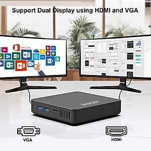 AWOW Mini PC Windows 10 PRO, Intel 4 Cores Celeron N3350 (Max 2.4 GHz), Small Desktop PC 6GB DDR4 RAM 64GB SSD, Mini Computer Support 4K Dual HDMI, WiFi5 Bluetooth 4.2, Gigabit Ethernet, 2*USB