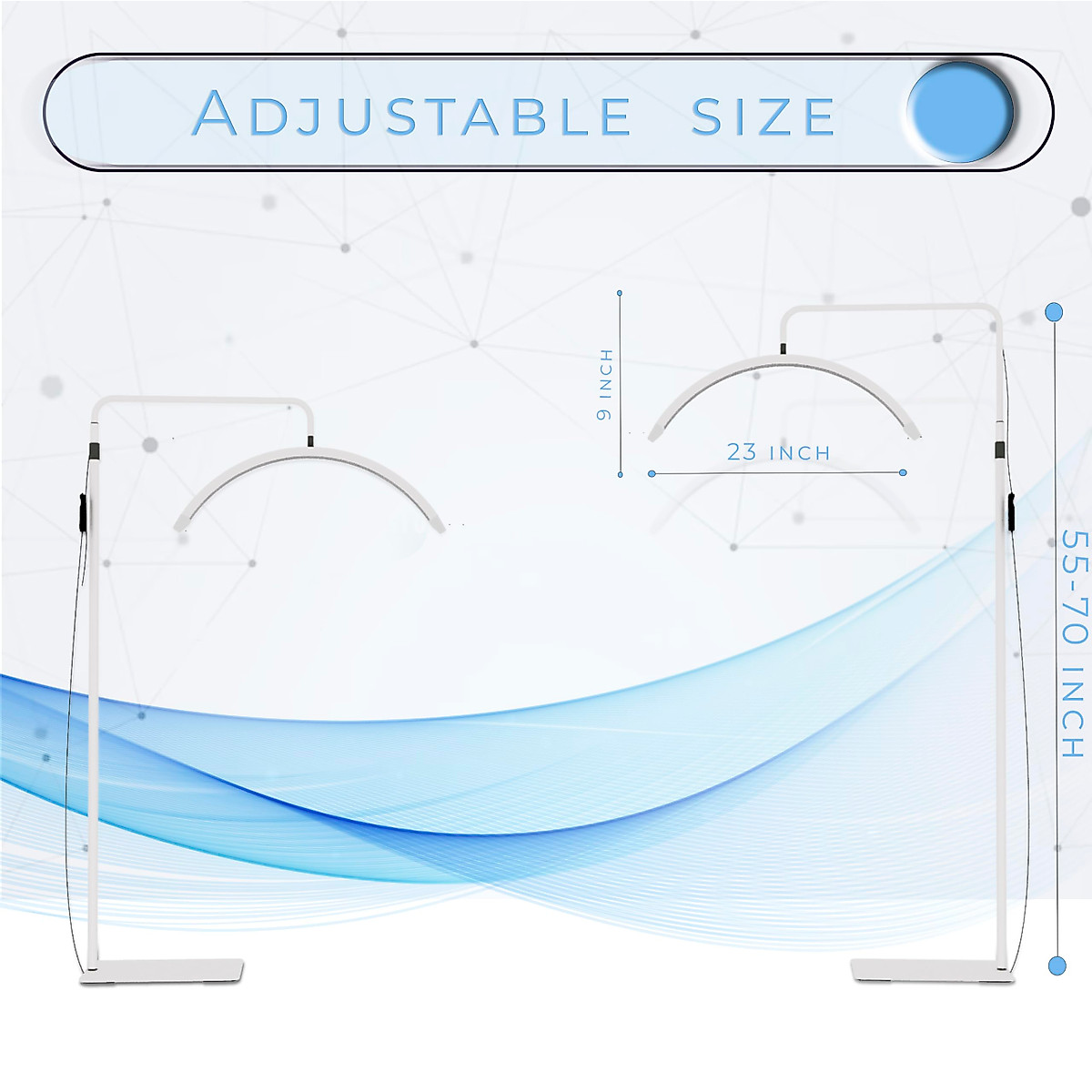 toyshi Half Moon Lamp for Lash Extension, Lighting for Beauty, Skincare, Lashes, Eyebrows, Filming Content Creation, Eyelash LED Floor Light White