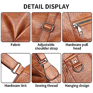 LassZone Women Tote Soft PU Leather Women Shoulder Bag Large Capacity Backpack Lightweight Crossbody Handbag for Women Ladies