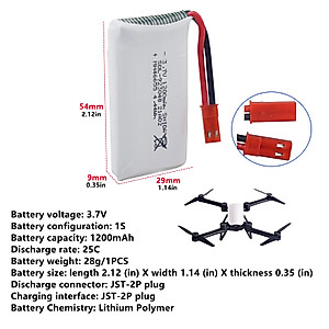 sea jump 2PCS 3.7V 1200mAh Lithium Battery for X900 X9TW Folding Quadcopter Accessories Remote Control Drone Battery