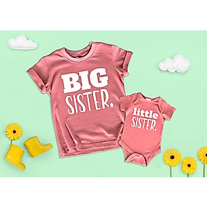 Unordinary Toddler Big Sister Little Sister Matching Outfits Shirt Gifts Girls Newborn Baby Set (Mauve, Kid (3Y) / Baby (1-3M))